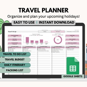 Travel Planner Spreadsheet Google Sheets, Travel to Do List, Travel ...