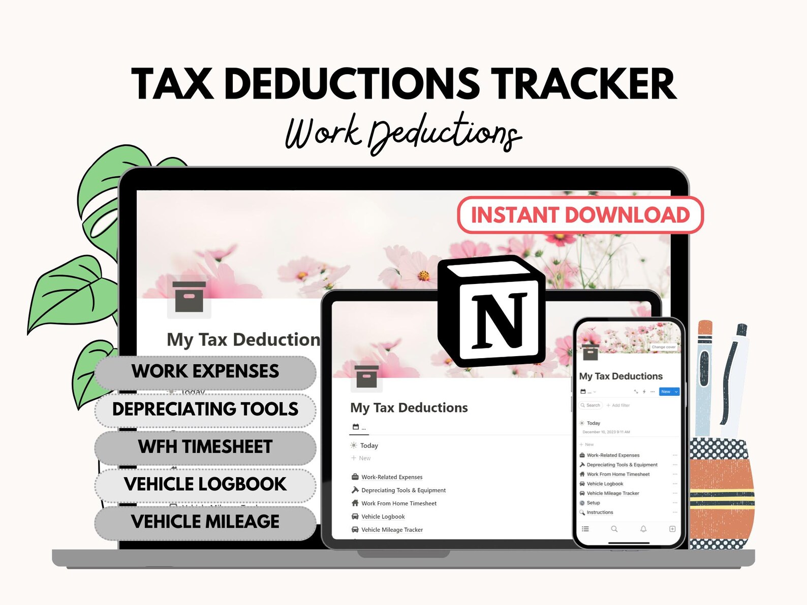 Tax Deduction Tracker for Work - Notion Template Only (digital Download ...