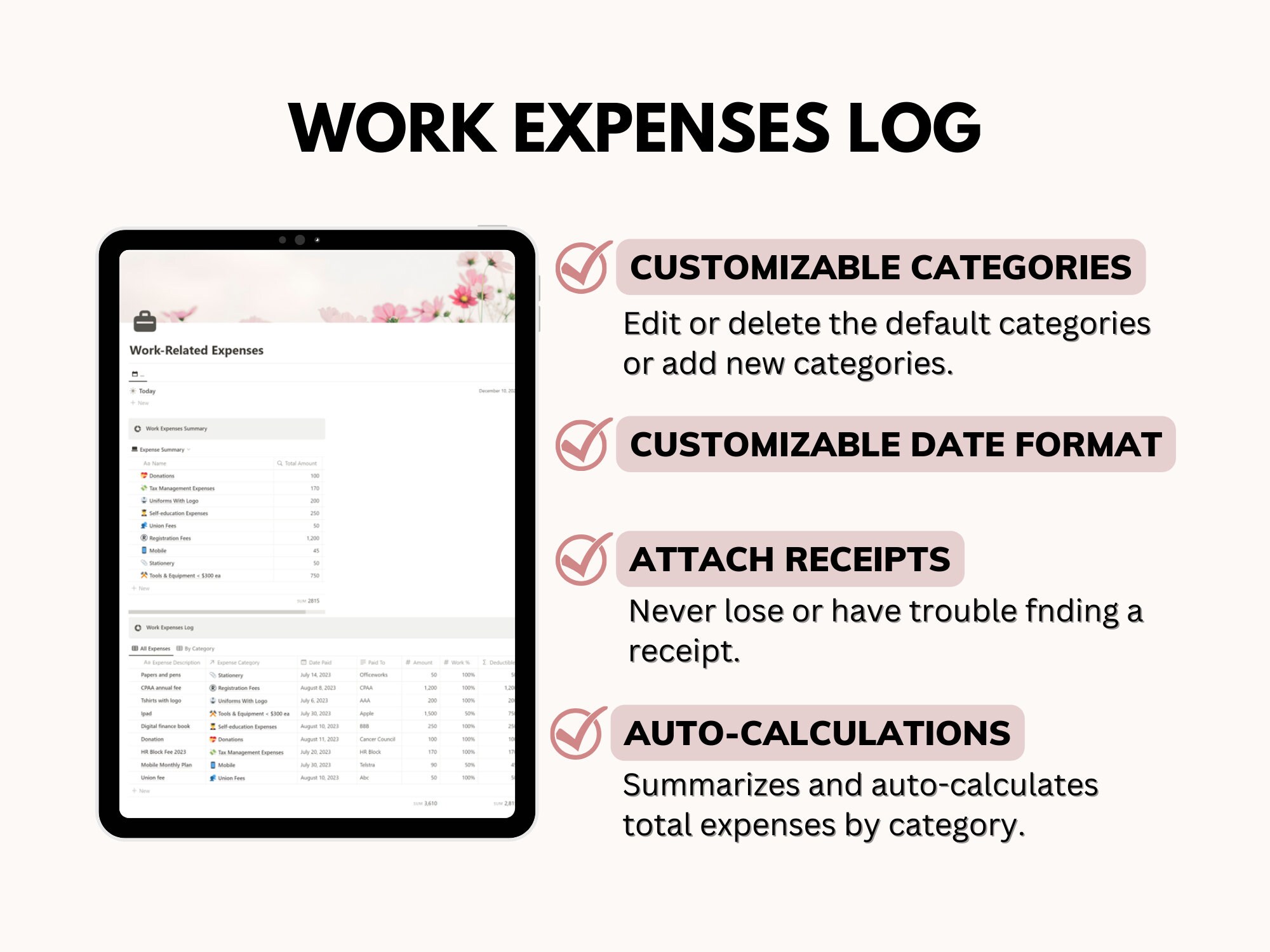 Tax Deductions Tracker Notion Template for Individuals, Tax Cheat Sheet ...