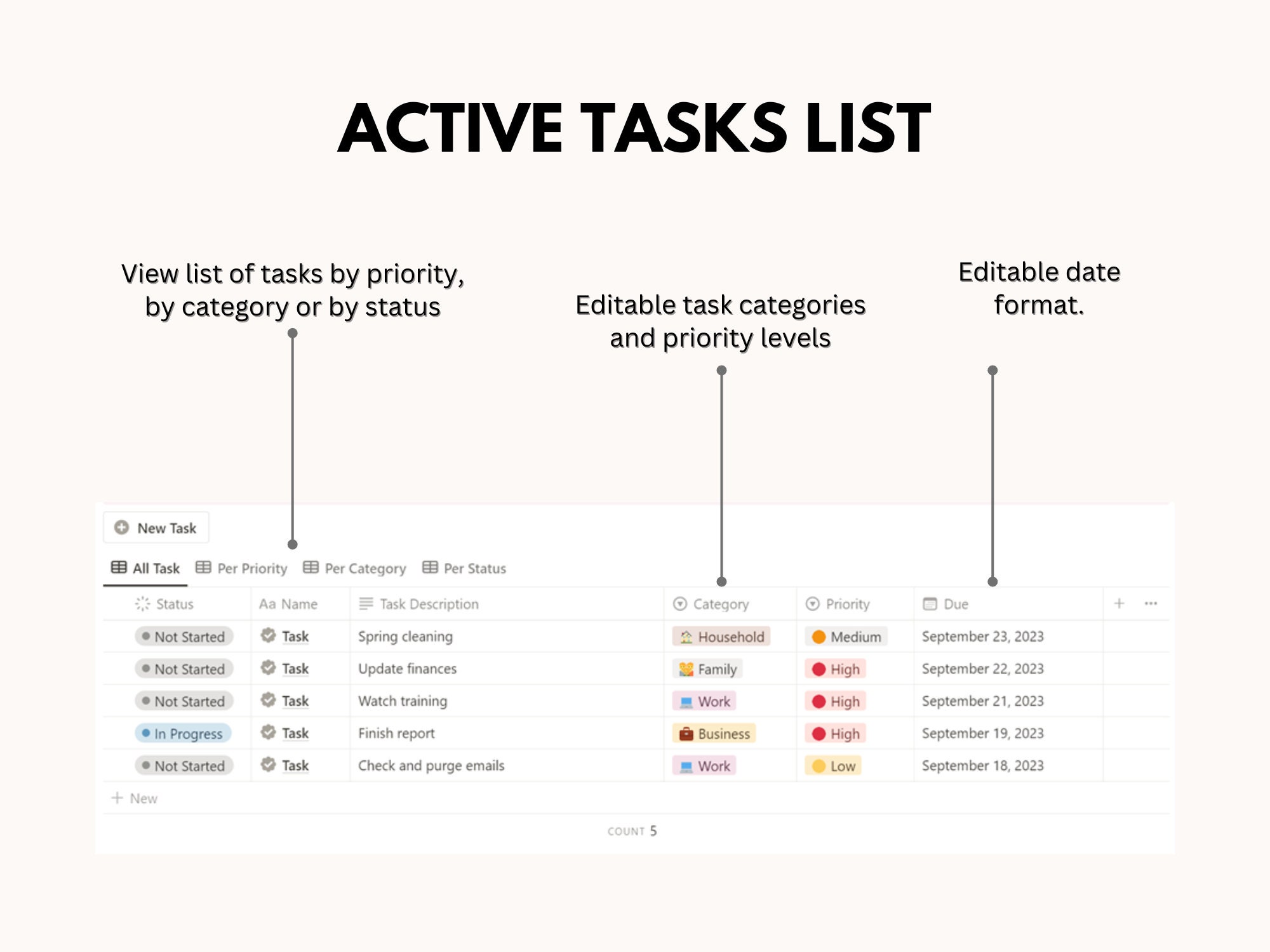 Task Tracker Notion To Do List Notion Template Task Management Notion 8247