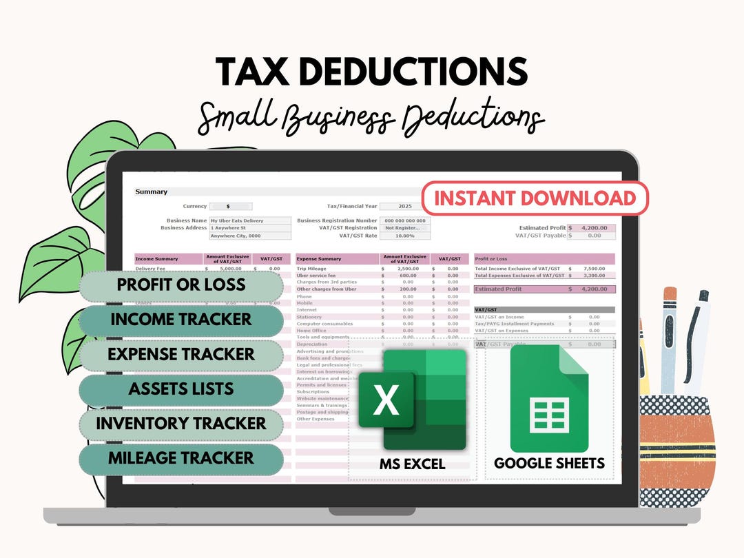 Tax Deductions Tracker Spreadsheet for Small Business - Track Expenses ...