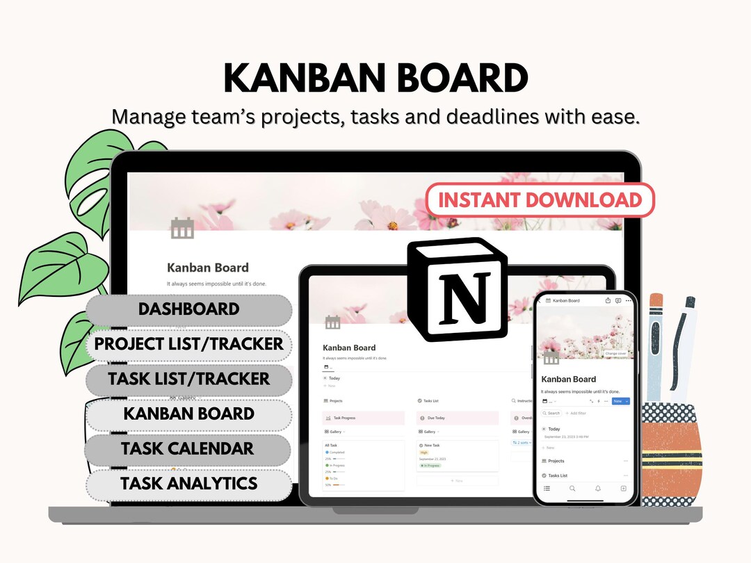 Kanban Board, Team Task Tracker - Notion Template Only (digital Download) - Etsy