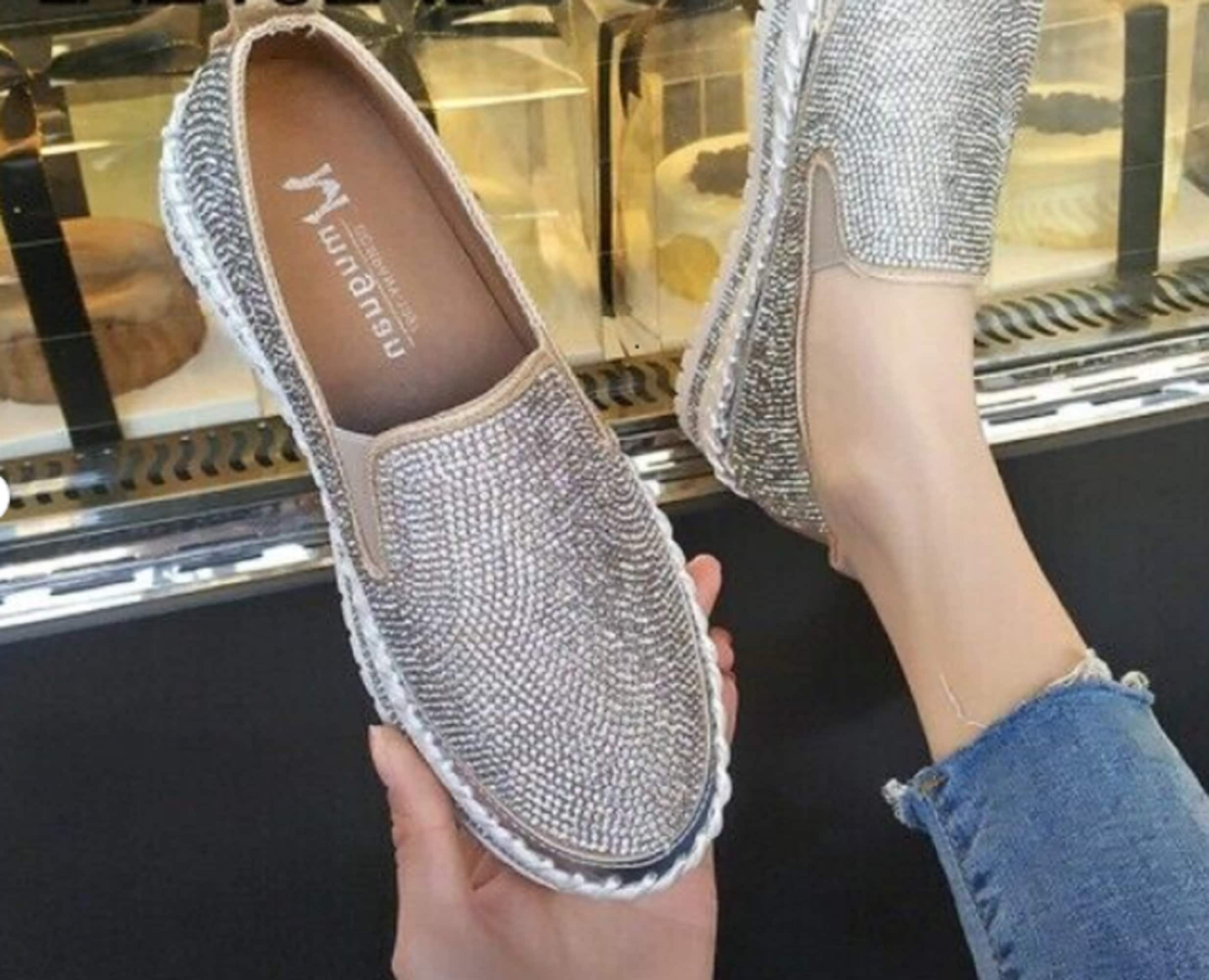 Crystal Diamonds Women Flats Bling Woman Shoes Rhinestone Ladies Casual ...