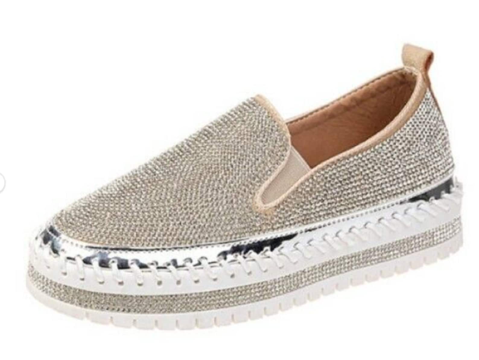 Crystal Diamonds Women Flats Bling Woman Shoes Rhinestone Ladies Casual ...