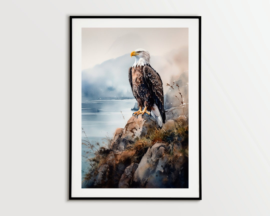 American Bald Eagle, Art, Watercolor, Nature, Wall Print, Digital ...