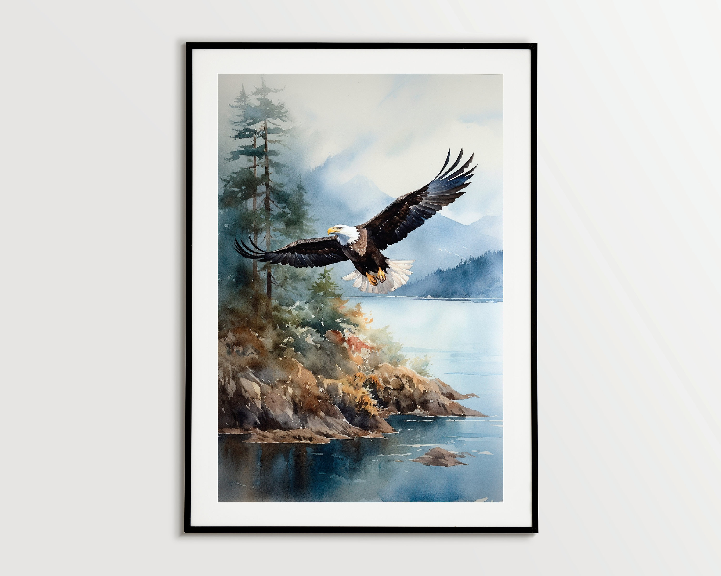 American Bald Eagle, Flying, American, Art, Painting, Nature, Wall ...