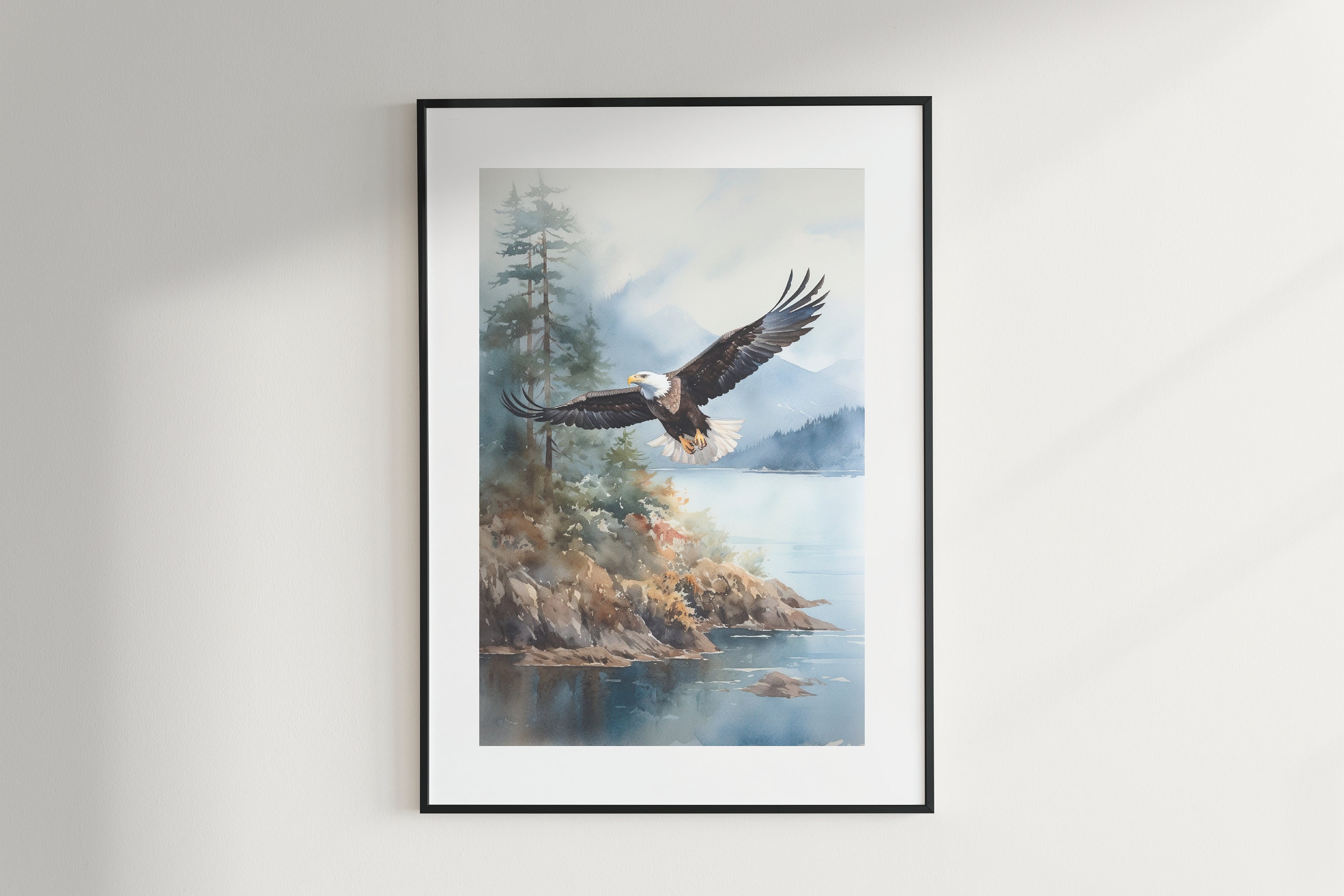 American Bald Eagle, Flying, American, Art, Painting, Nature, Wall ...