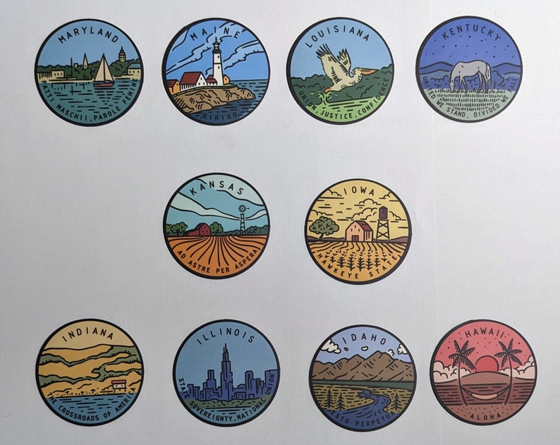 US States Stickers (sold by Unit) - Etsy