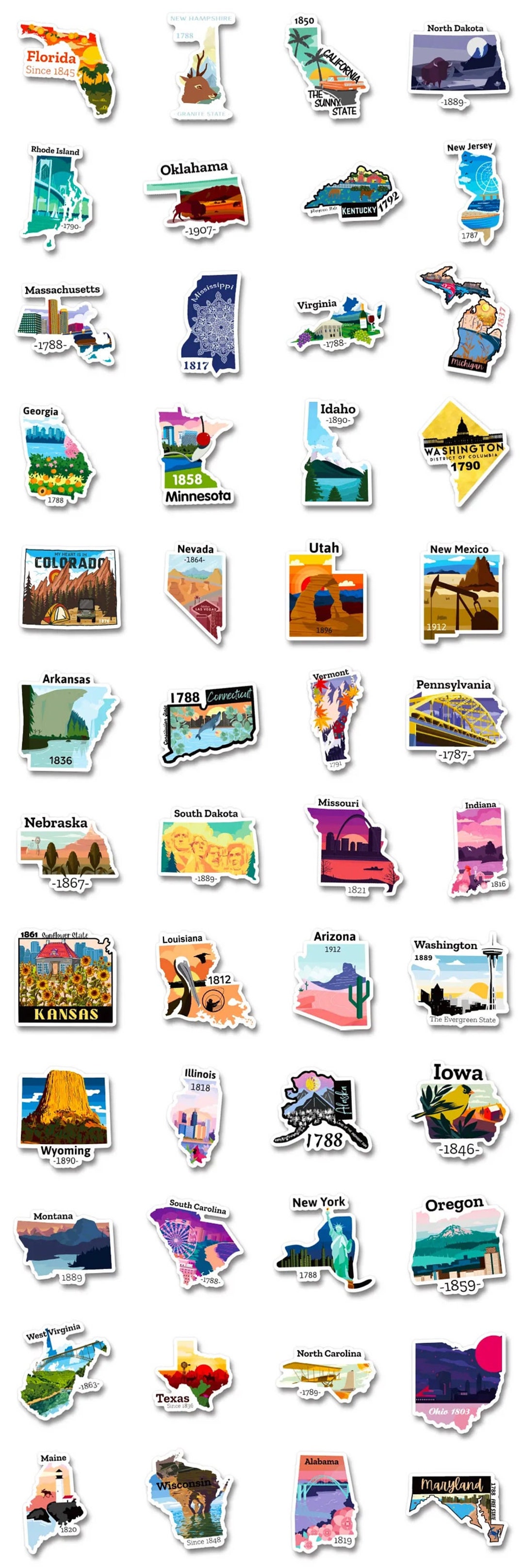 US States Shaped Stickers (sold by Unit) - Etsy