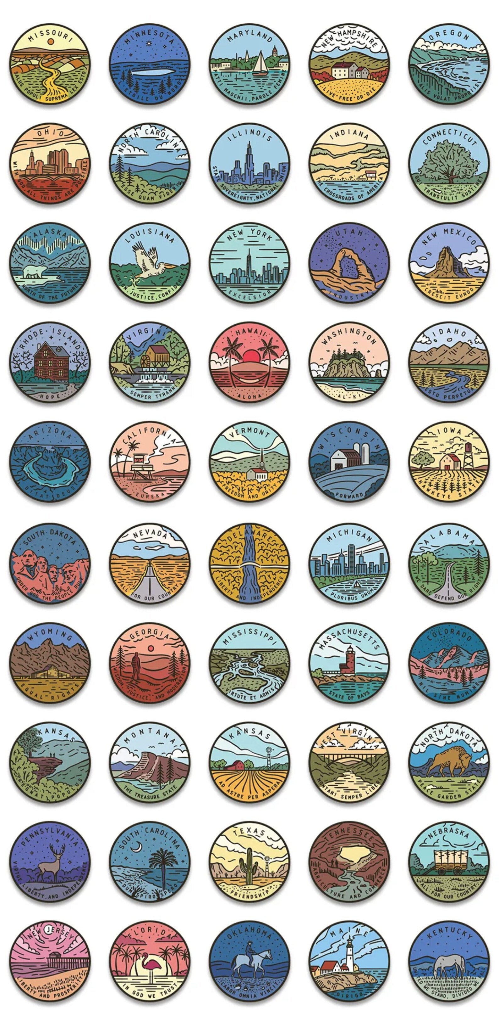 US States Stickers (sold by Unit) - Etsy