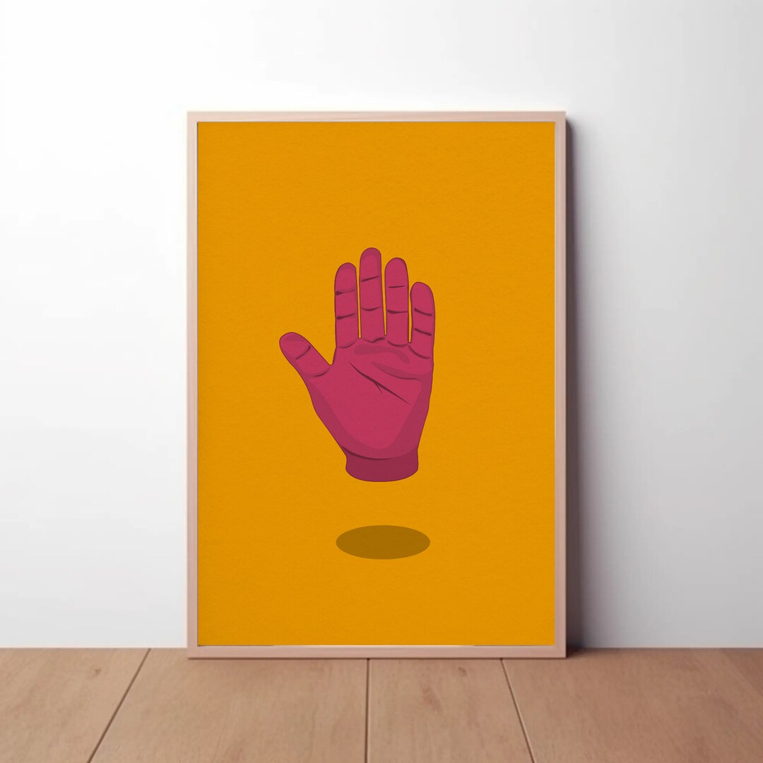 A Floating Hand Printed Wall Art Hands Up Vibrant Abstract Print Unique ...