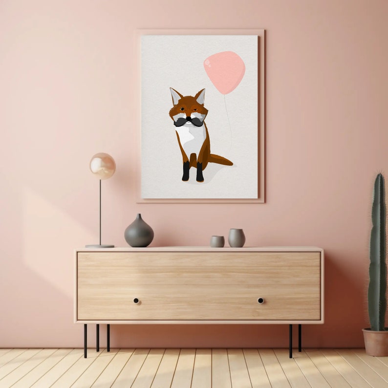 Mustache Fox Birthday Balloon - Wall Art - Unique Disguised Animal Home ...