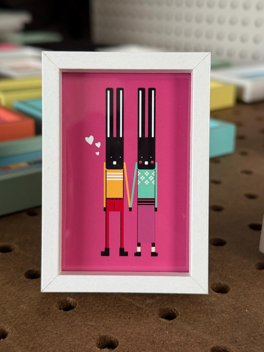 Love Bunnies Framed Colorful Mini Print - 2x3 Inches - Unique, Vibrant ...