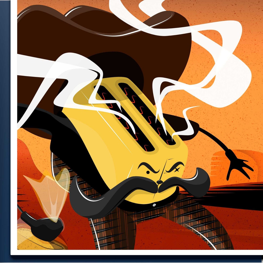 Outlaw Cowboy Toaster Printed Wall Art Unique Illustration A Wild West ...