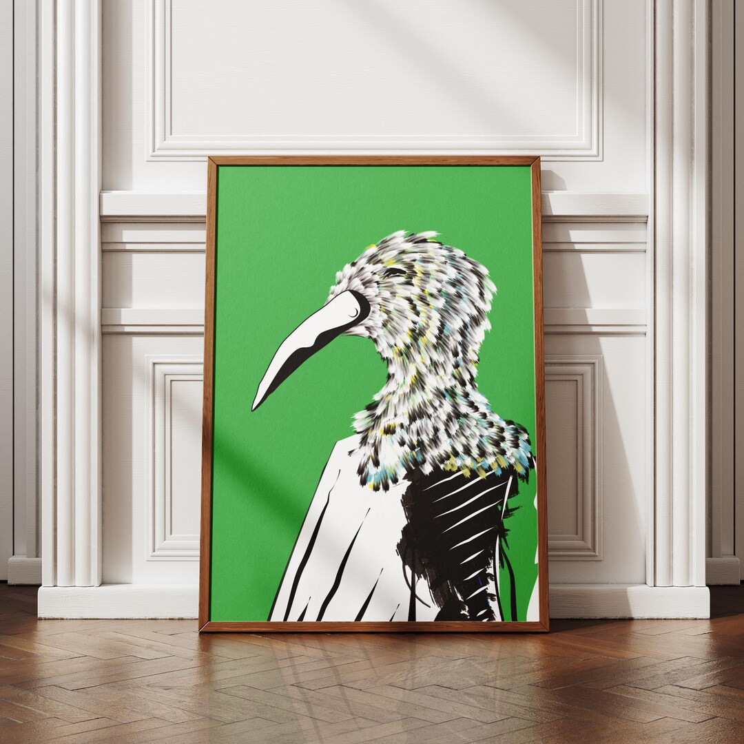 Feathered Bird Mask Man Art Print: Fanciful Macabre Wall Decor - Etsy