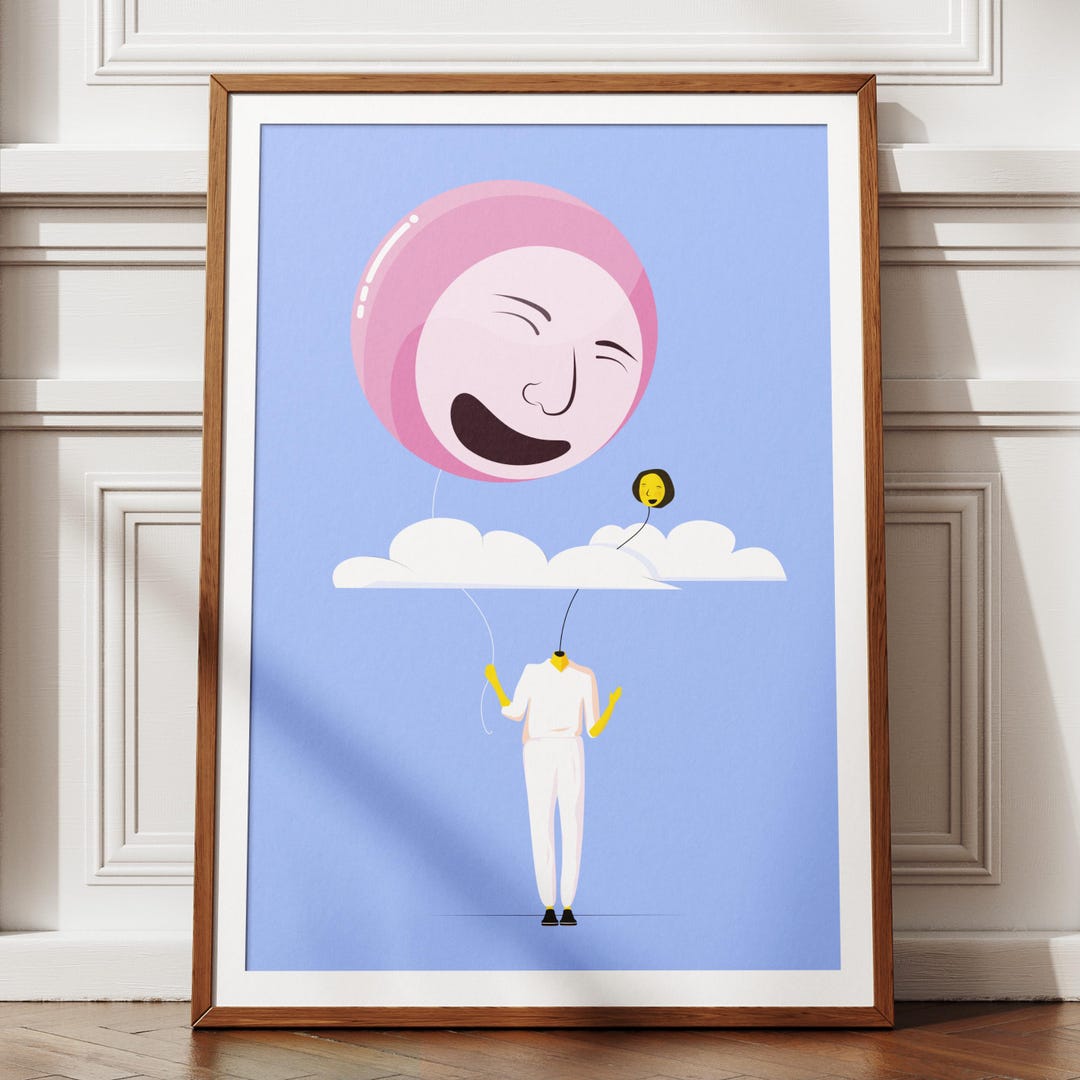 Heads in the Clouds: Funky Blue & Pink Home Decor, Positive Vibes - Etsy