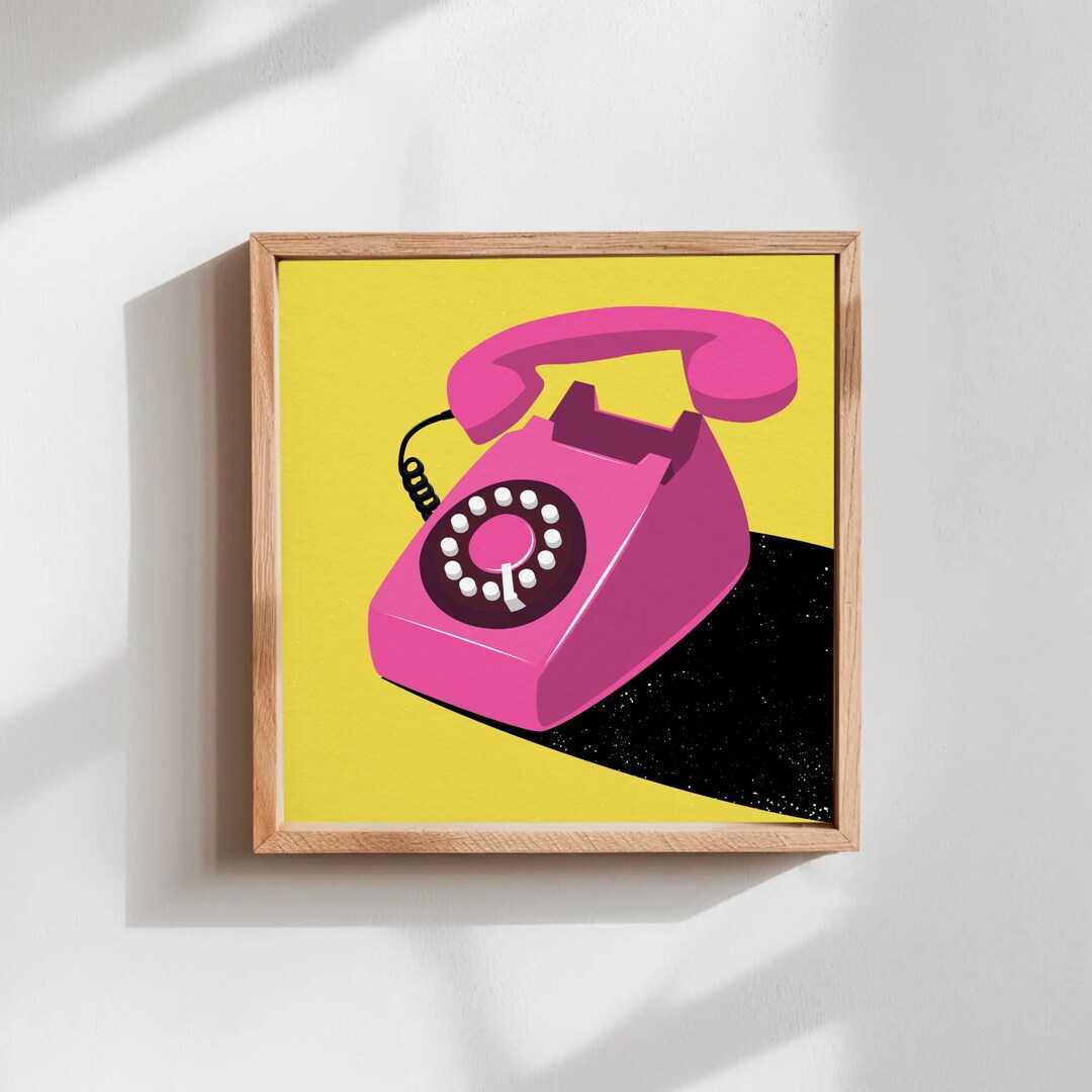 Funky Telephone Print - Stylish Unique Printed Illustration - Old ...