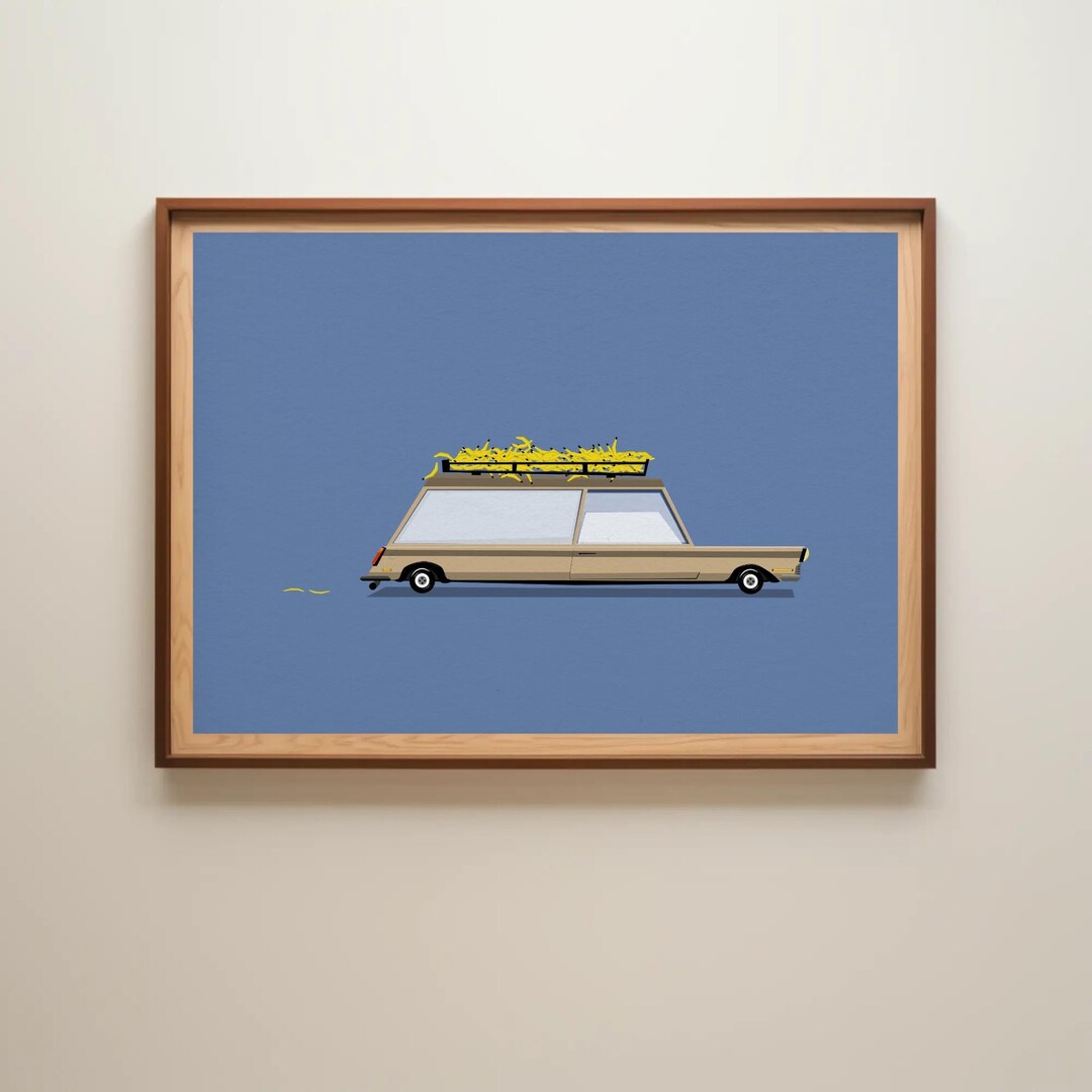 Vintage Car Banana Print, Funky Wagon, Fun, Unique, Retro, Original ...