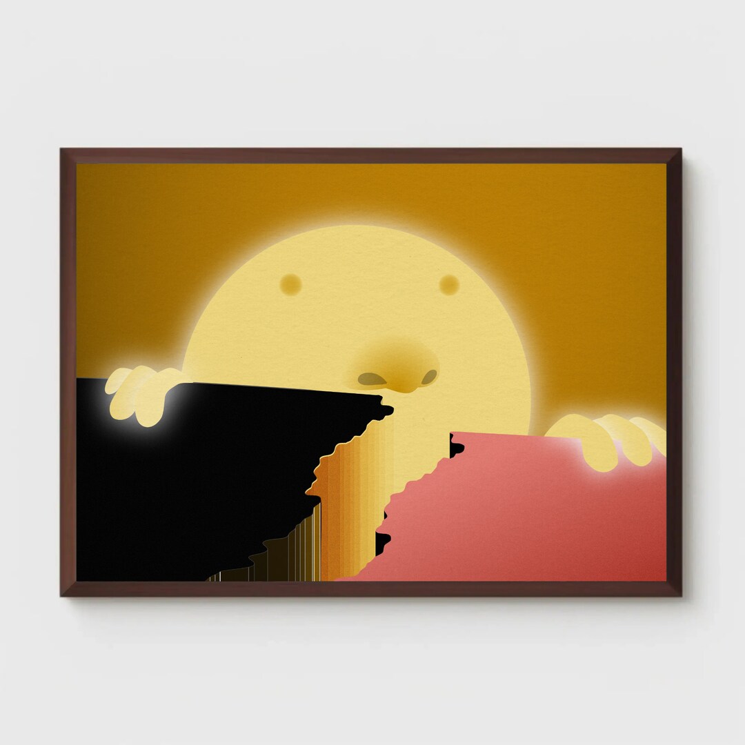 Curious Sun Rise Print Retro Rising Sun Original Printed Artwork ...