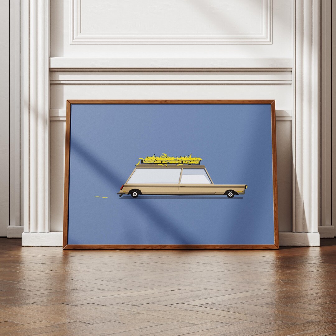 Banana Wagon Art Print, Funky Retro Car, Unique, Vintage, Original ...