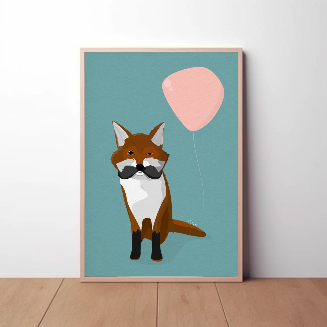 Fox Mustache Birthday Balloon Wall Art Unique Disguised Animal Home ...