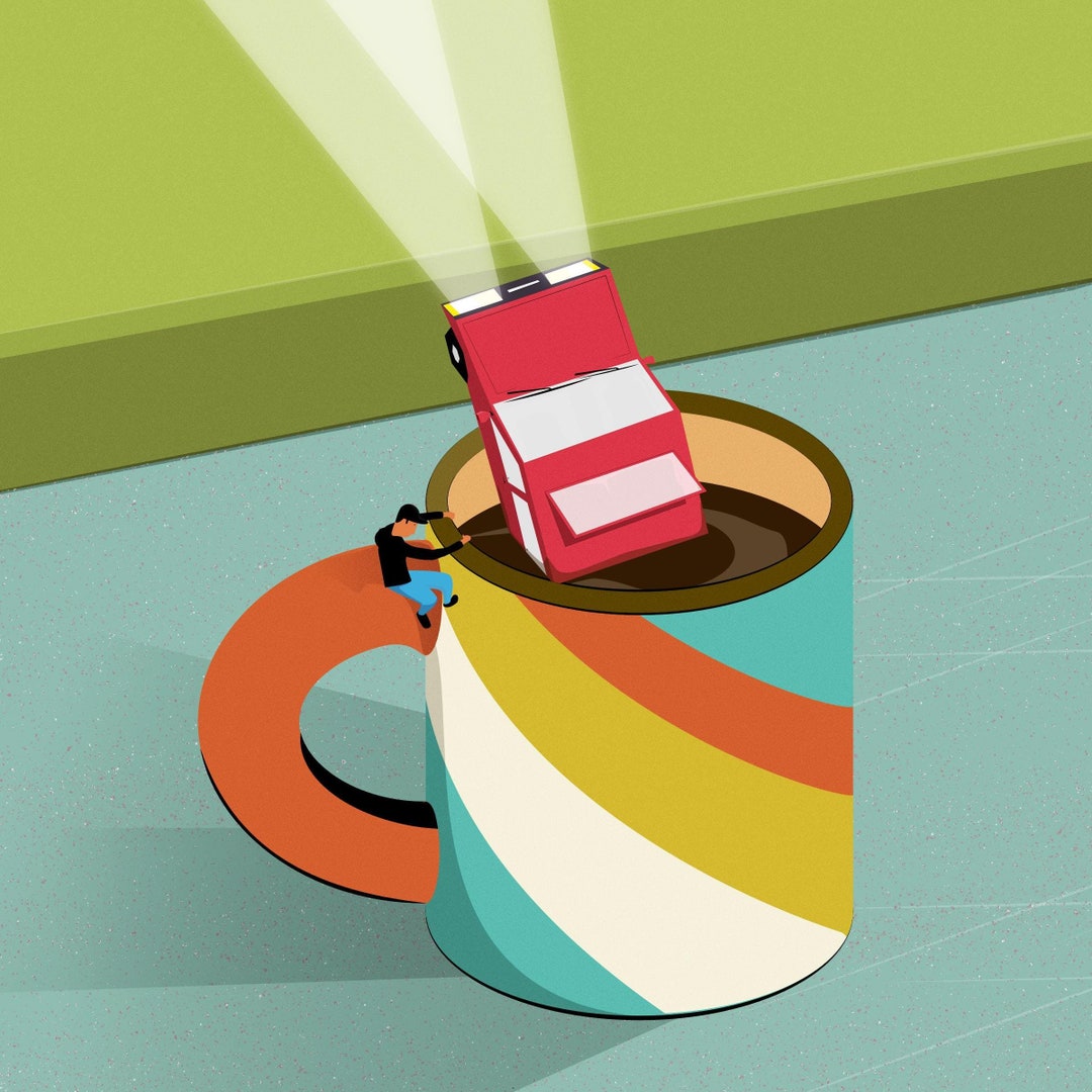 Cars in Coffee Print Automotive Misconduct Improper Parking Unique ...