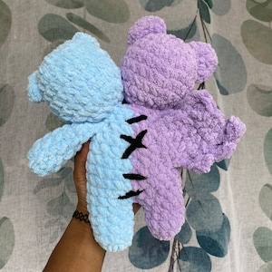 Two Headed Plushie, Conjoined Twin Doll, Crocheted Goth Bear/bunny/bat ...