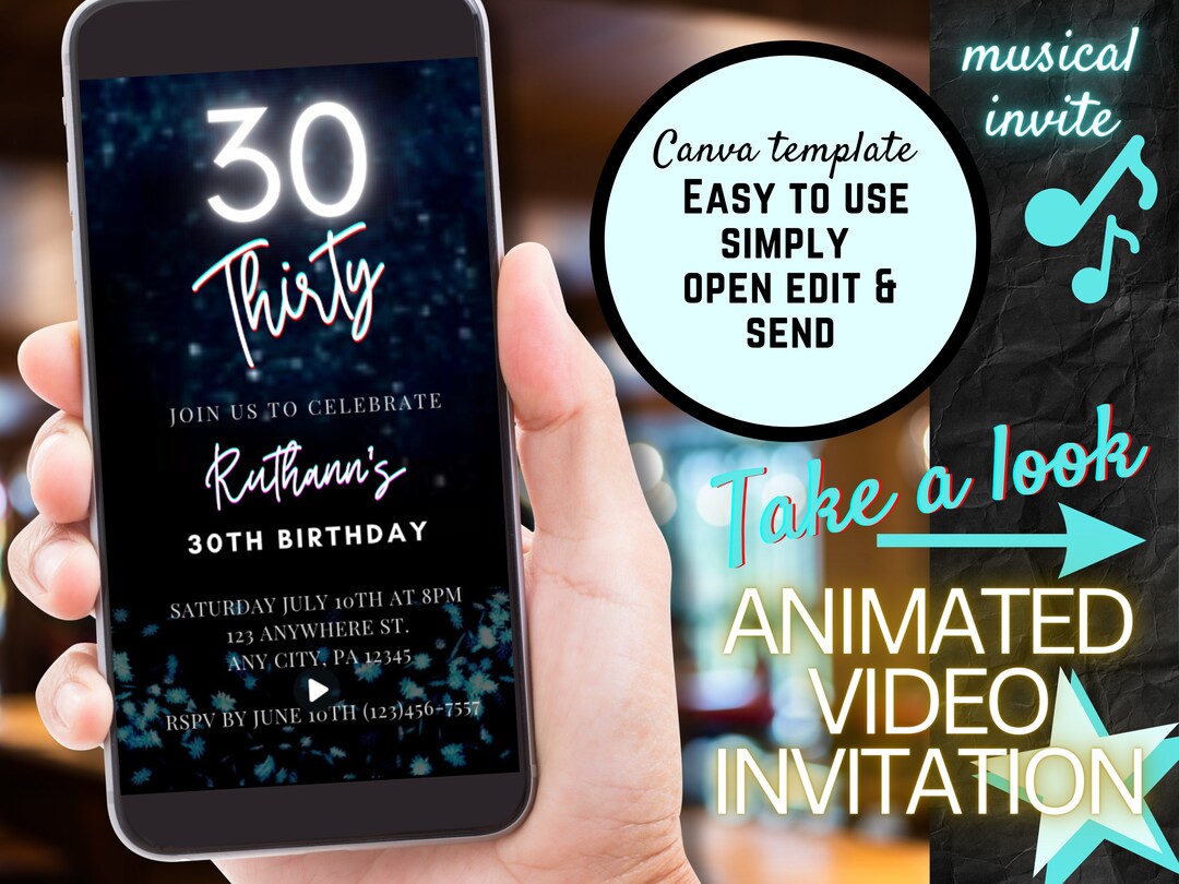 Instant Download 30th Birthday Animated Video Invite - Etsy