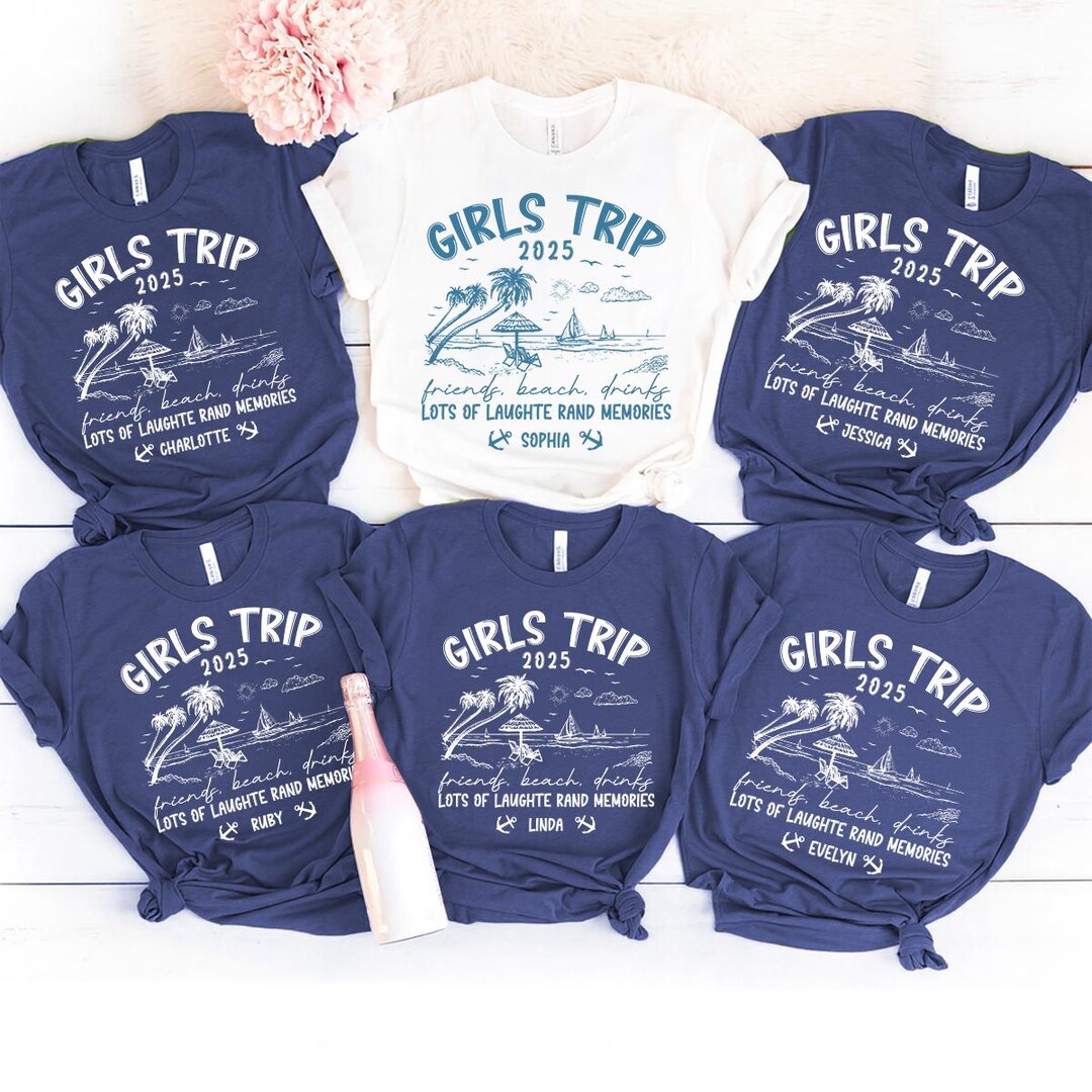 Girls Trip Shirt 2025, Girls Weekend Matching Shirts, Friends Beach Vacation Tee, Bachelorette ...