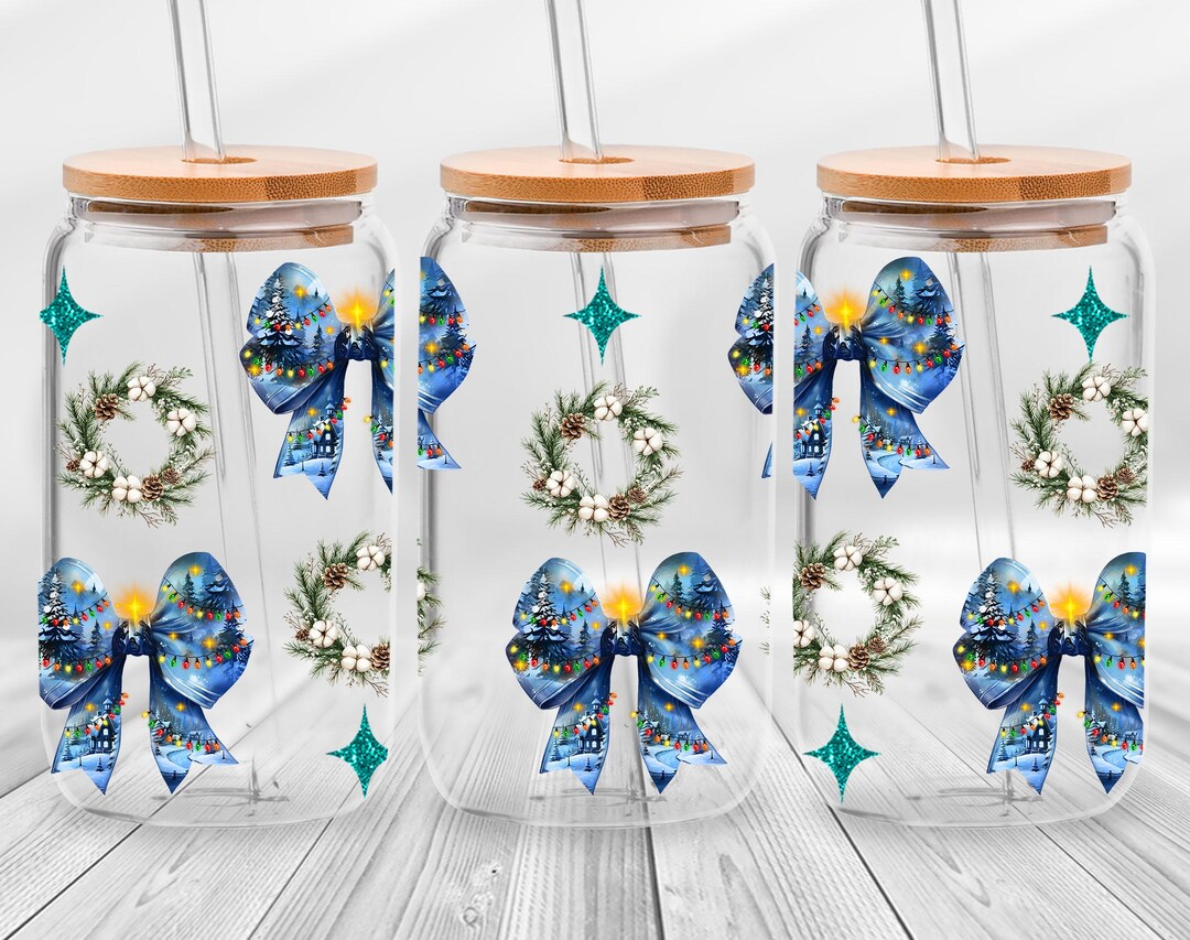 Christmas Nativity Coquette Bow 16oz Libbey Glass Can, Classic ...