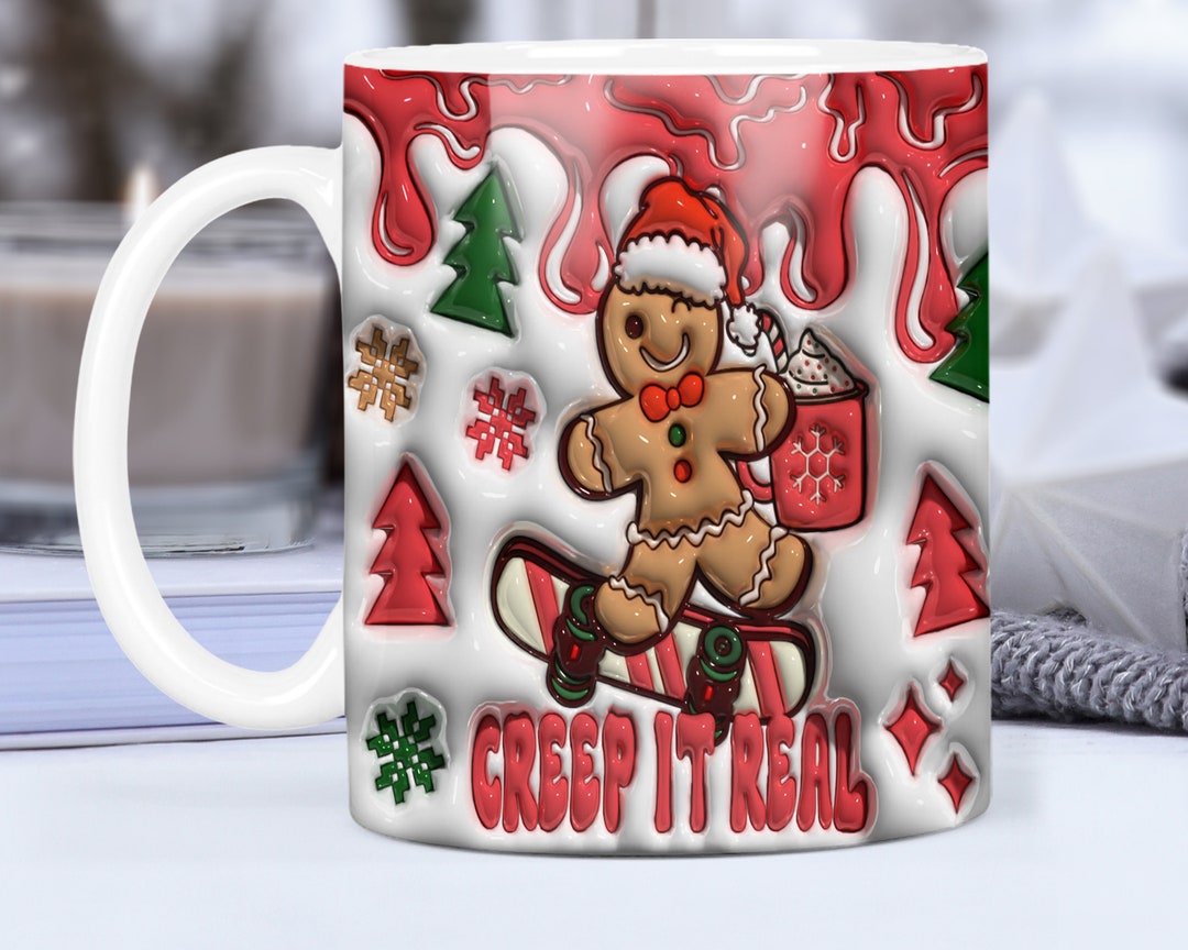 3D Inflated Christmas Creep It Real 11oz & 15oz Mug Wrap Sublimation ...