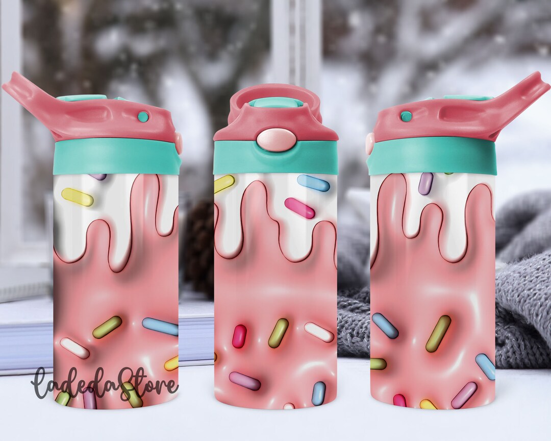 3D Inflated Sprinkle Sippy Cup 12oz Tumbler Wrap, Kid's 3D Tumbler Wrap ...