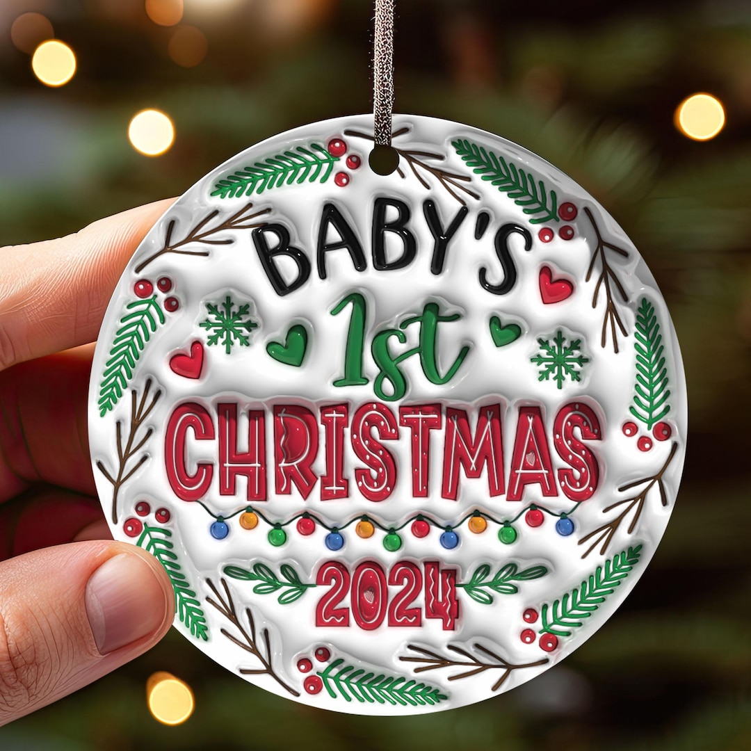 3D Inflated Baby's First Christmas Ornament Sublimation, 3D Newborn ...
