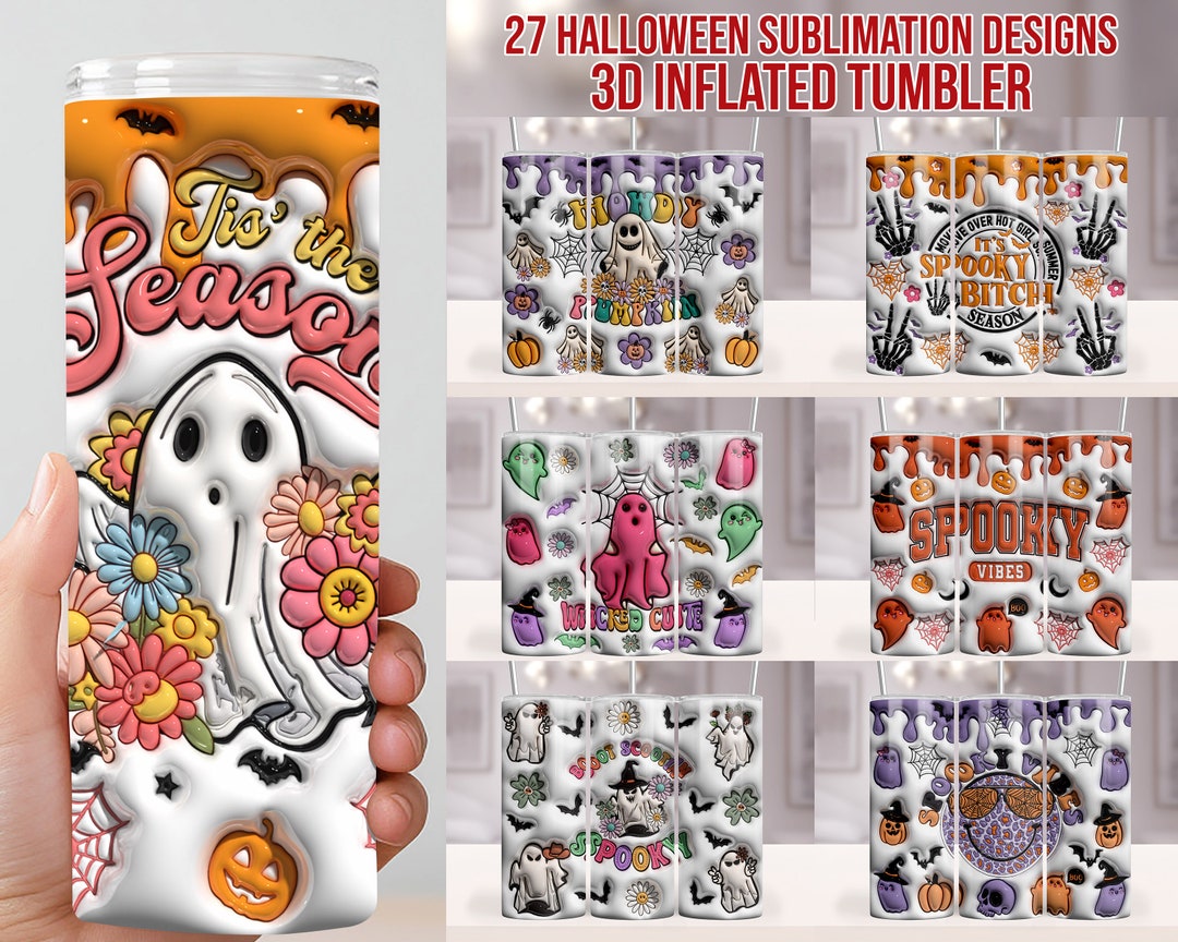 27 diseños 3D inflado Tis The Season Vaso de Halloween envoltura de 20 ...