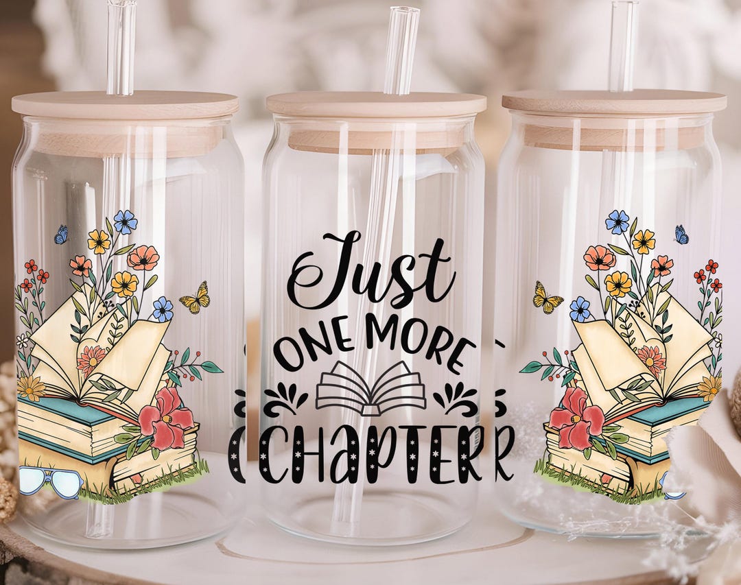Book Lover UV DTF Decal, Just One More Chapter Sticker, Floral Reading ...