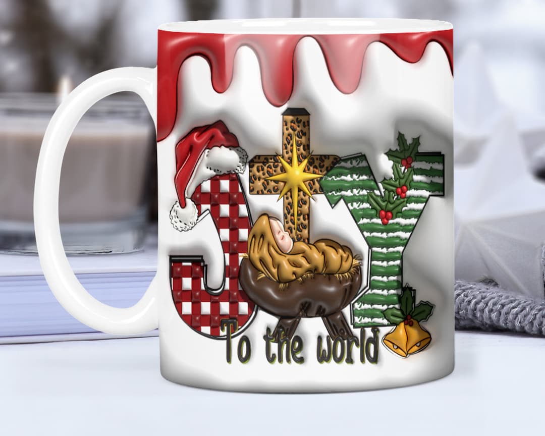3D Inflated Joy to the World 11oz & 15oz Mug Wrap Sublimation ...