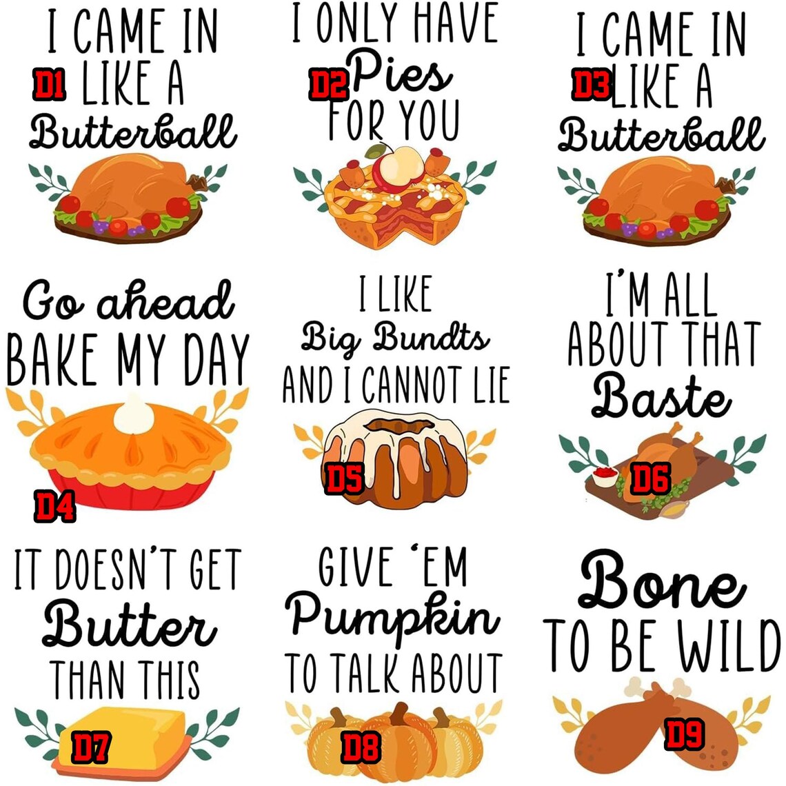 Matching Family Thanksgiving Shirts – Funny Food Pun Tees for Turkey ...