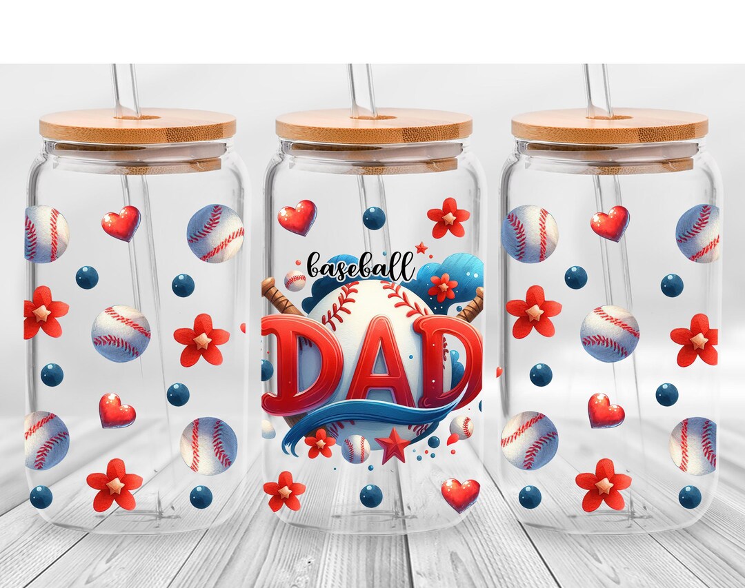 UV DTF Baseball Dad Cup Wrap, Dad Plays Baseball Uv Dtf, Happy Father's ...