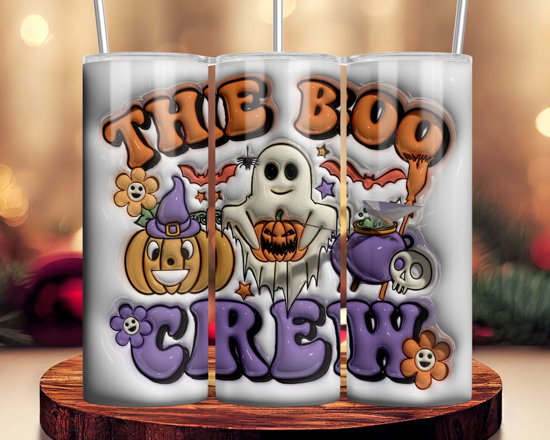 3D Inflated the Boo Crew Tumbler 20oz Wrap, 3D Puffy Spooky Vibes ...