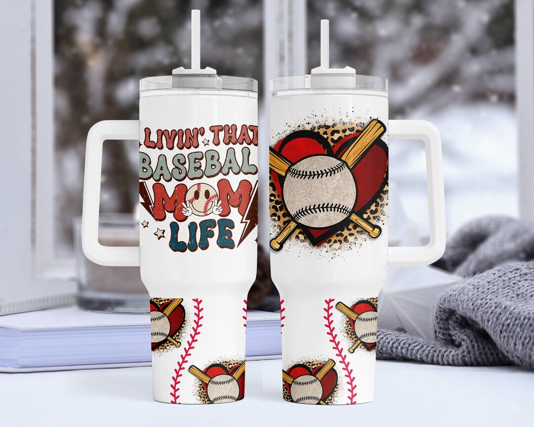 Living That Baseball Mom Life Baseball Mom 40 Oz Quencher Tumbler Wrap ...