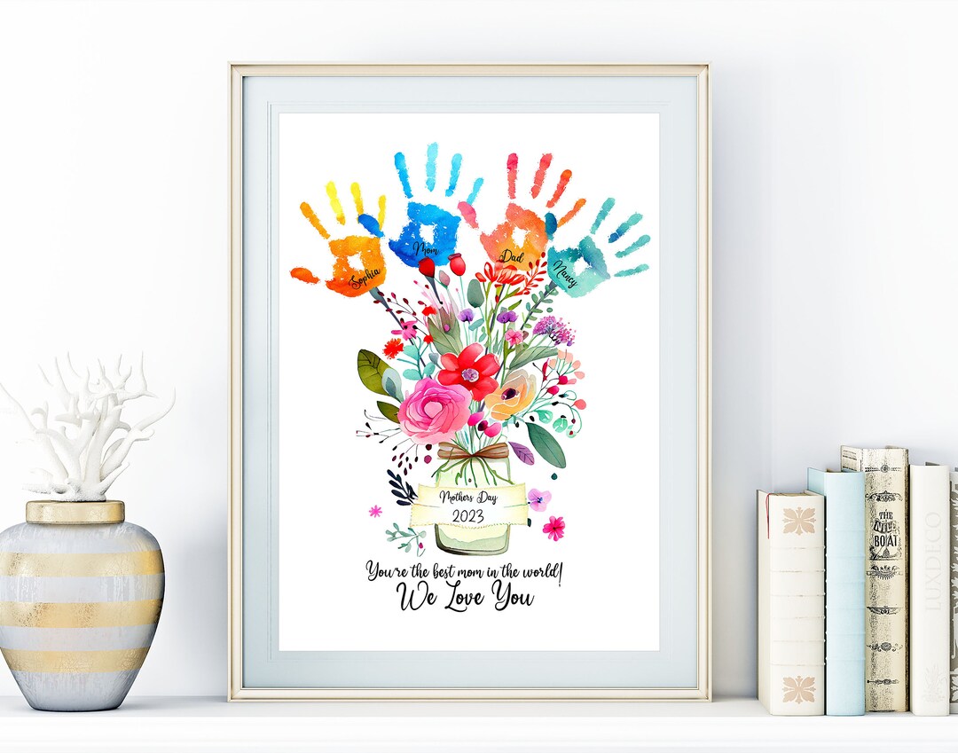 Personalized Mothers Day Gift, Flower Handprint Art, Gift for Mom, Mom ...