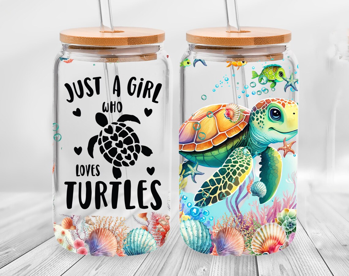 Just a Girl Who Loves Turtles Libbey Glass Sea Turtle Glass - Etsy