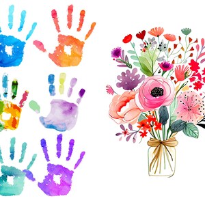 Personalized Mothers Day Gift, Flower Handprint Art, Gift for Mom, Mom ...
