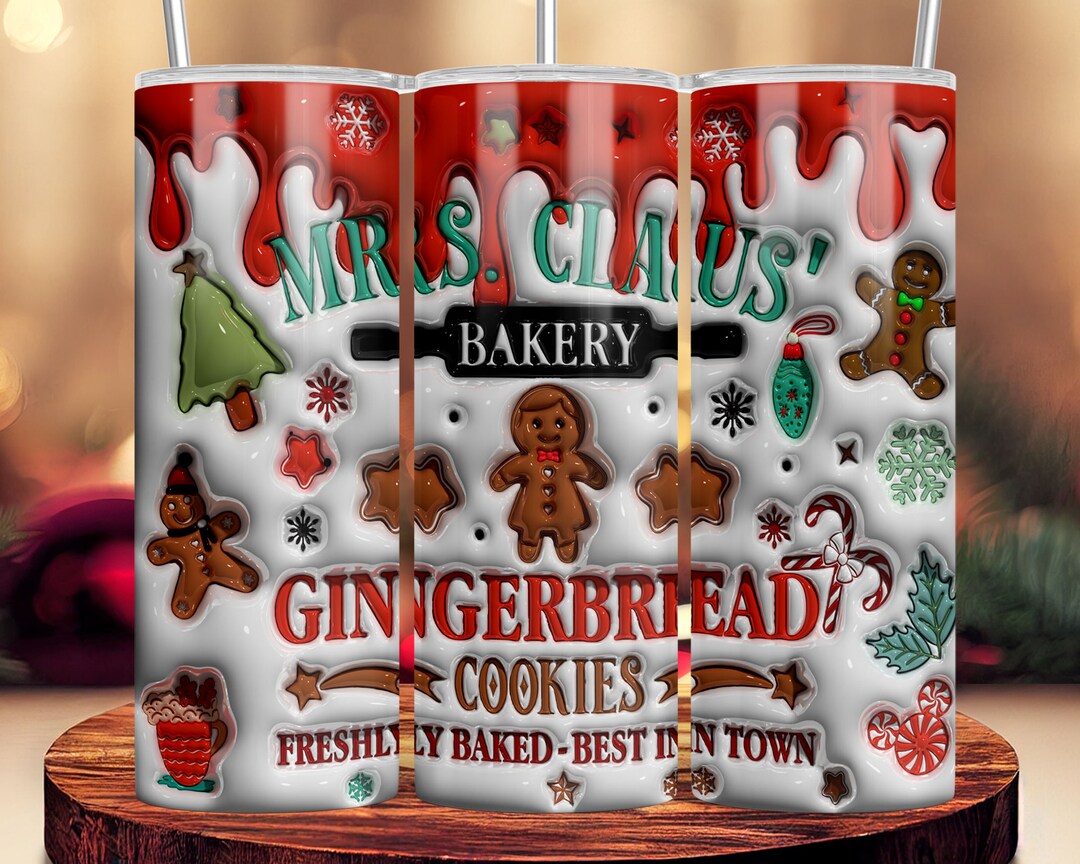 3D Inflated Christmas Gingerbread Tumbler Skinny 20oz Wrap, Puff ...
