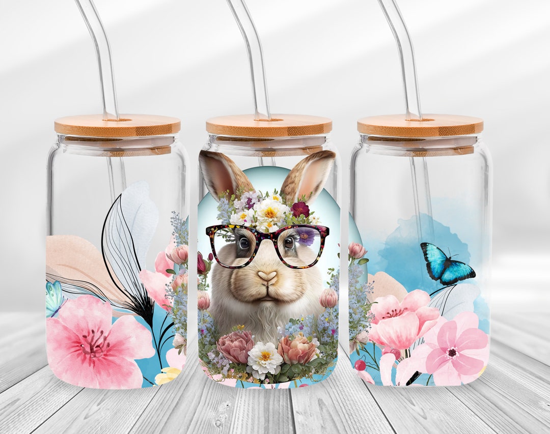 Easter Bunny Glass Can Wrap Png, Bunny Coffee Cup, Rabbit Peeps, Bunny ...
