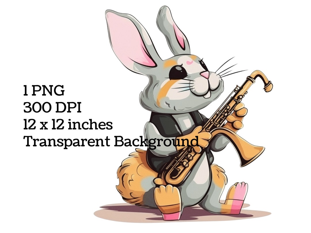 Rabbit Bunny Hare Playing Saxophone Clipart Bunny Png Jazz - Etsy