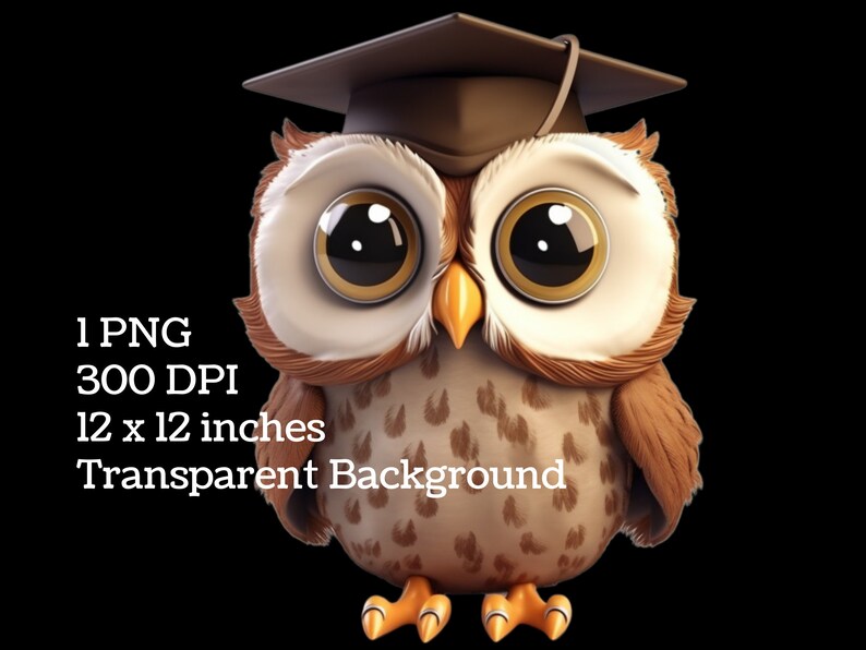 Graduating Owl Clipart Owl Graduate Brown Owl Png Smart - Etsy