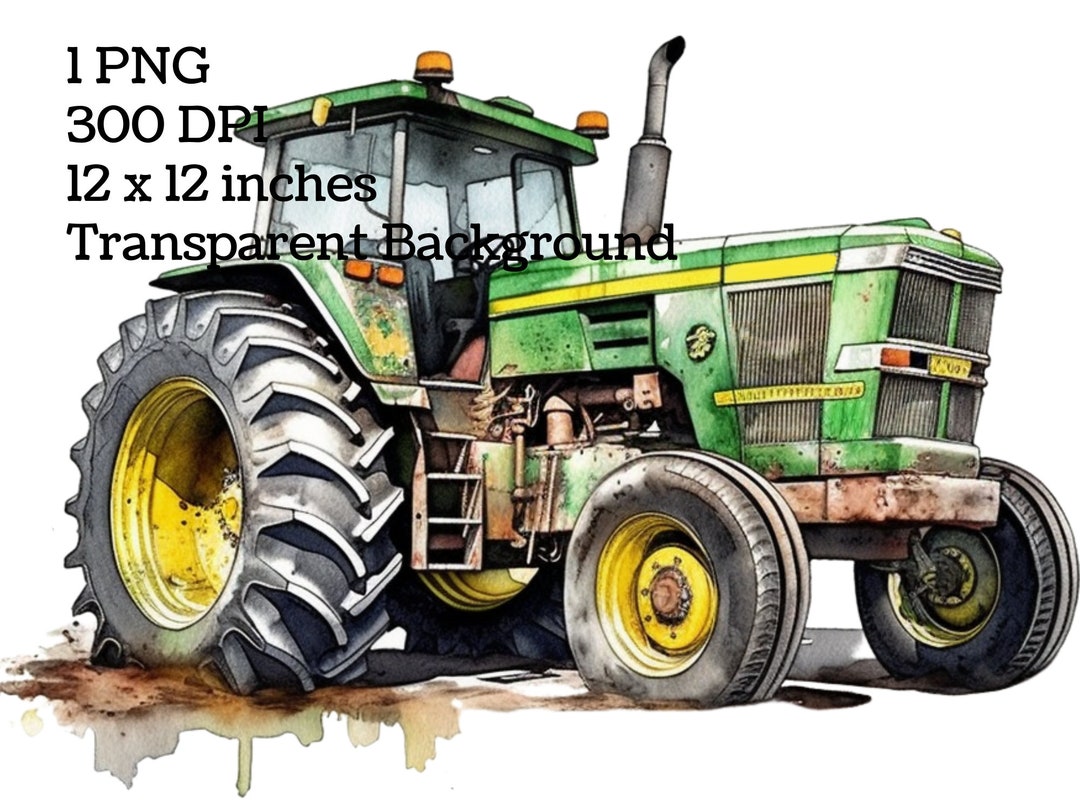 Green Tractor Watercolor Tractor Png Farm Tractor Farm - Etsy
