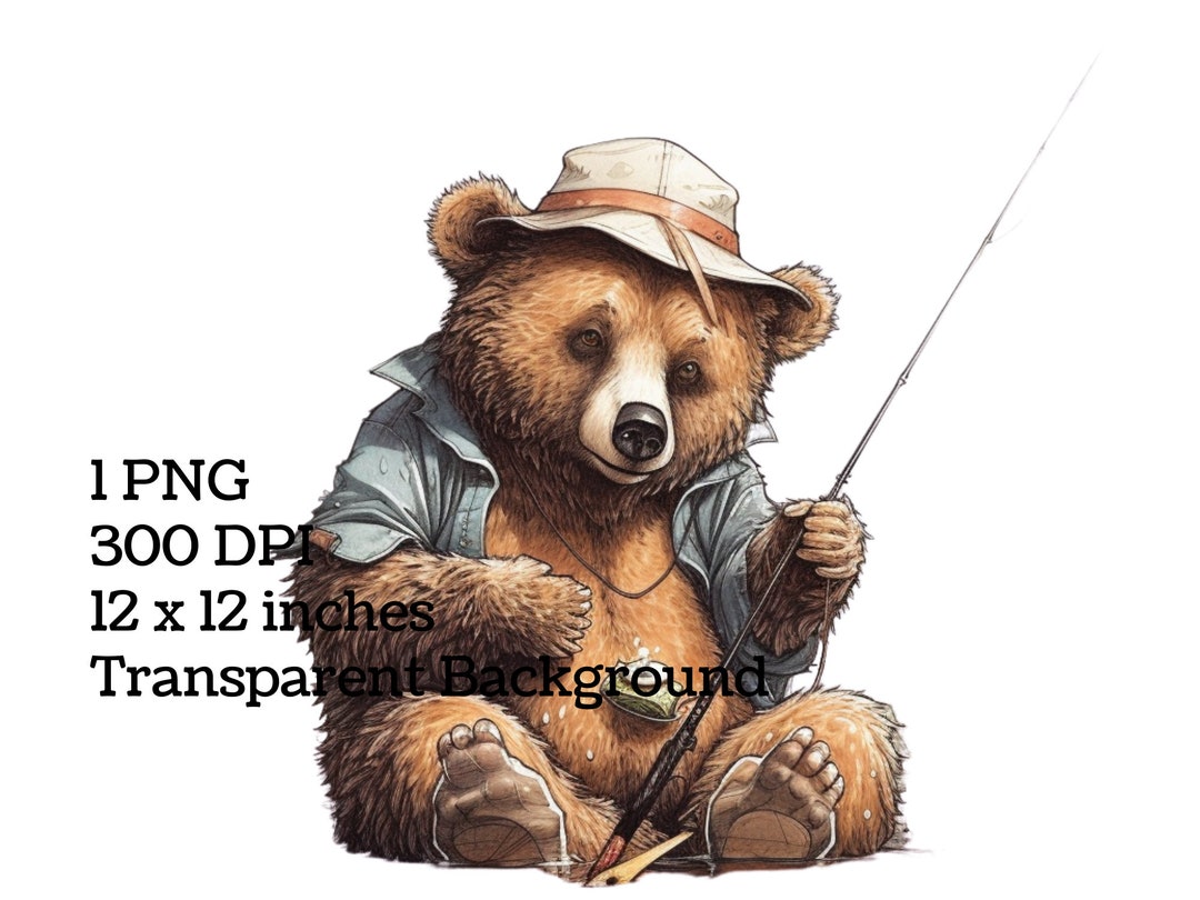 Cute Teddy Bear Fishing Clipart Fishing Teddy Bear Fishing - Etsy