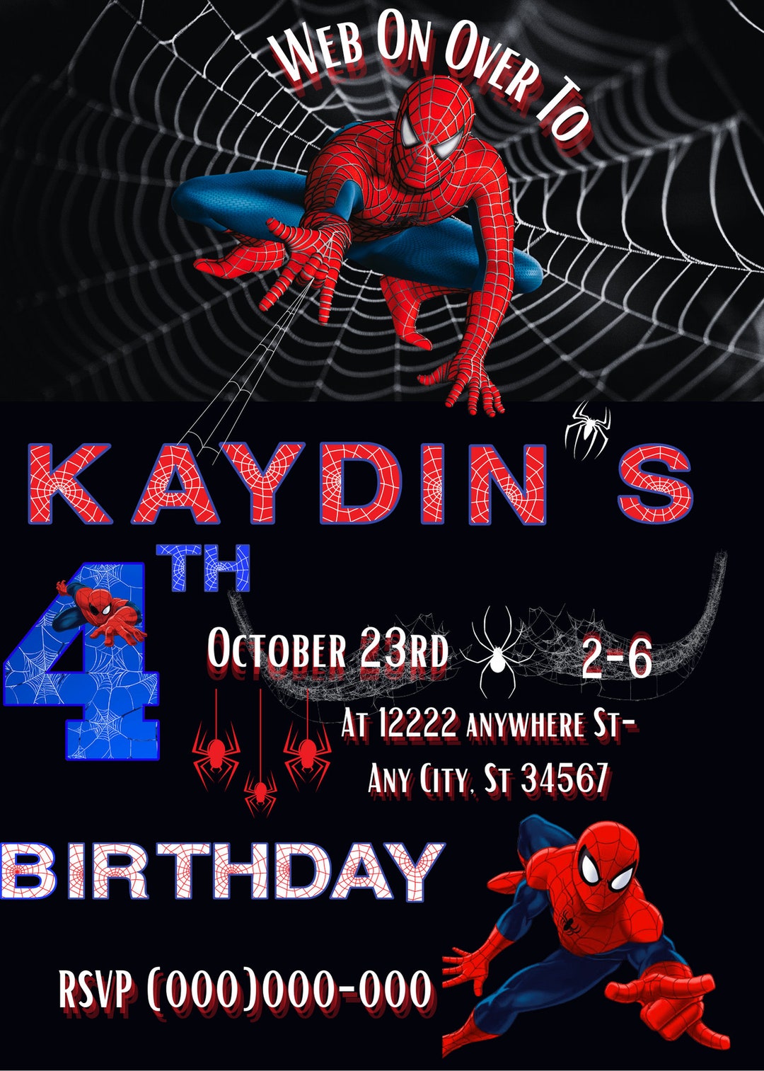 Spider-man Birthday Invitation: Editable Canva Template (digital ...